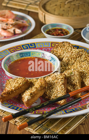 Chinese sesame prawn toasts Stock Photo - Alamy