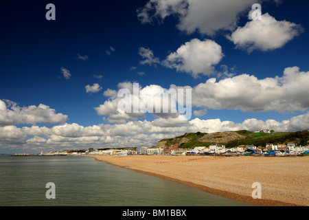 Beautiful landscape of Hastings in England. Spring cloudy cityscape ...