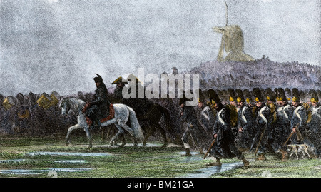 French Napoleonic Troops marching in battle 1815, as deployed at Stock ...