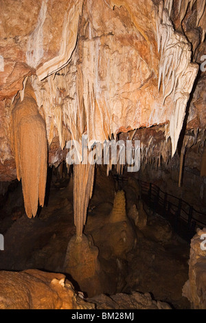 A variety of speleothems including stalactites, stalagmites, columns ...