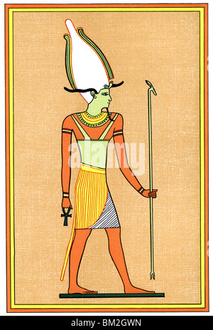 In this Egyptian wall painting, Isis, the Mother Goddess (here seated ...