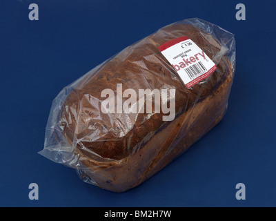Loaf Of Brown Bread Wrapped In Plastic Stock Photo - Alamy
