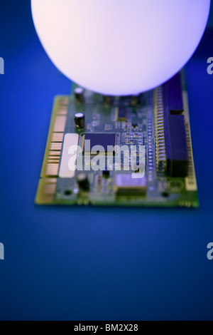 glowing light sphere technologic electronic circuit Stock Photo - Alamy
