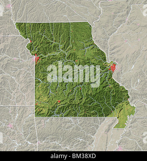 Physical map of Missouri Stock Photo - Alamy