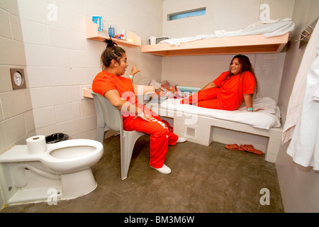 Hispanic inmates share a two-person cell in the female unit of the ...