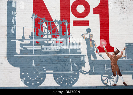 Wall Mural Of Locomotion No 1 In Stockton On Tees England UK Stock