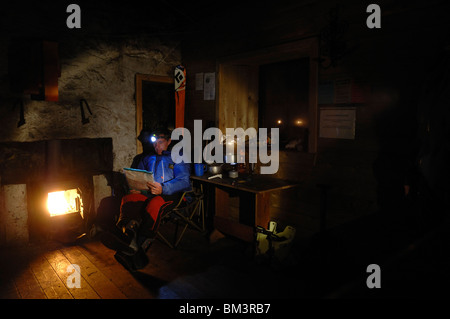 Inside the Corrour Bothy in the “Lairig Ghru” pass within the Cairngorm ...