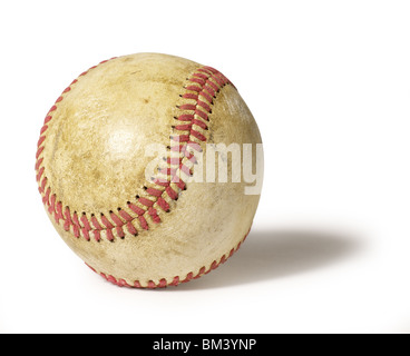 Sports Equipment old Baseball on white background Stock Photo - Alamy
