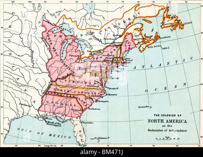 Map of the colonies of North America at the Declaration of Independence ...