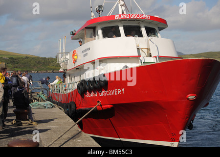 Inishbofin ferry 'Island Discovery' in the harbour in Cleggan ...