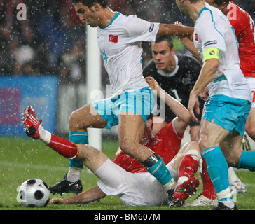 BASEL - JUNE 11: Arda Turan of Turkey tries to control the ball in ...