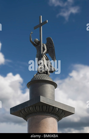 Bronze angel on Alexander Column Palace Square St Petersburg Russia ...