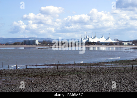Minehead, Somerset, UK, looking across the harbour, with Butlins ...