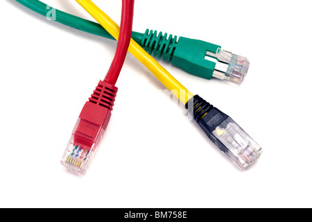 Computer network cables isolated on white background Stock Photo - Alamy