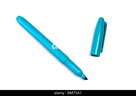 Blue highlighter isolated on white background Stock Photo - Alamy