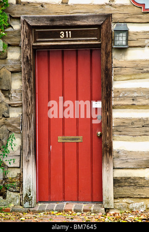 Red Door, Log Cabin, Winchester, Frederick County, Virginia Stock Photo ...