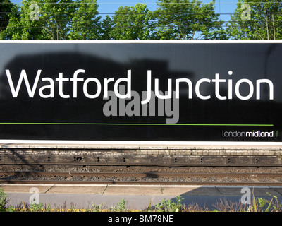 Watford Junction station sign. Watford Junction is the stop for the ...