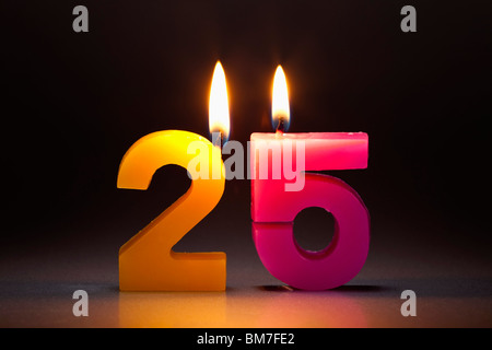 Burning birthday candles number 25 Stock Photo - Alamy