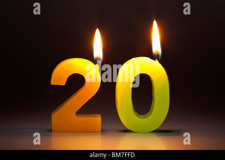 Burning birthday candles number 20 Stock Photo - Alamy