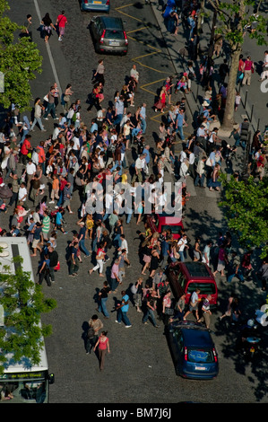 Paris, France, Overview big crowds Scene from above , aerial people ...
