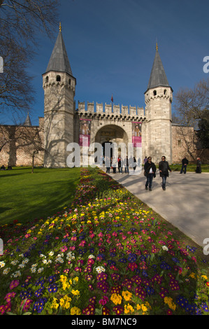 Turkey; Istanbul; Topkapi Palace, gate, arabic inscription, calligraphy ...