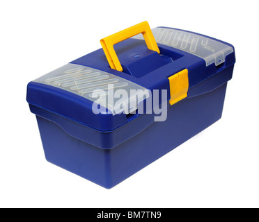 modern blue plastic toolbox isolated on white Stock Photo - Alamy