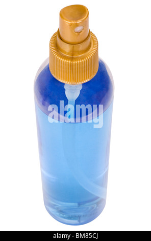 A vertical shot of a transparent sprayer bottle on a bold vibrant ...