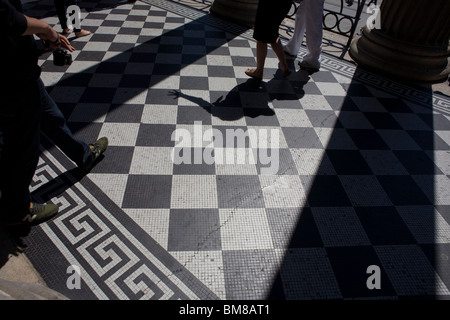 Wide detail of Romanesque mosaic tiled flooring on the outside terrace ...