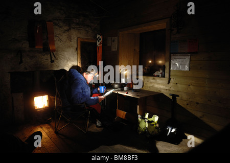 Inside the Corrour Bothy in the “Lairig Ghru” pass within the Cairngorm ...