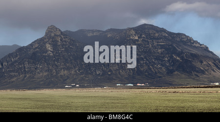 The farms at Raufarfell covered in volcanic ash after the eruption in ...