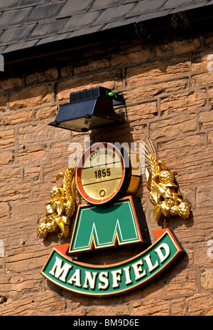 Mansfield brewery sign on a pub wall Stock Photo - Alamy