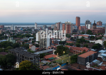 PARAGUAY AERIAL VIEW OF CAPITAL CITY ASUNCION BY THE RIVER Stock Photo ...