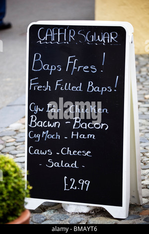 Cafe Menu Board in Welsh Stock Photo - Alamy