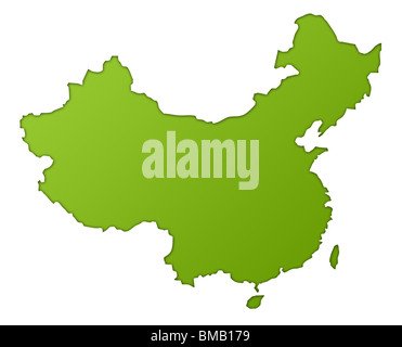 Green gradient map of China isolated on a white background Stock Photo ...