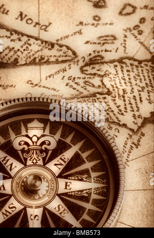 Handwritten ancient map of Caribbean basin from the book of 1678 Stock ...