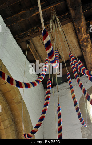 Bell ropes in English village church,Bell ringers rope in church,church ...