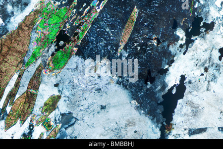 Aegirine Pegmatoid, microscope image in cross polarised light, from ...