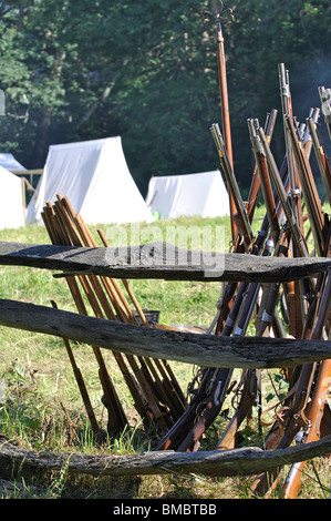Stacked muskets - American Revolutionary War (1770's) era reenactment ...