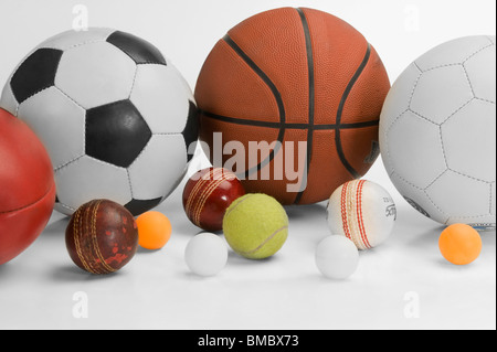 Close-up of assorted sports balls Stock Photo - Alamy
