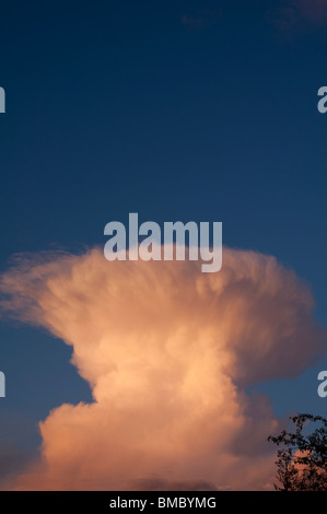 Cumulonimbus thunder cloud with anvil head rising above the Tuscan ...