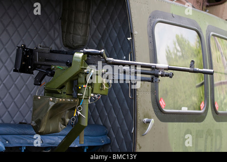 Machine gun on army helicopter Stock Photo - Alamy