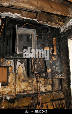 Electrical distribution board burnt out fire Stock Photo - Alamy
