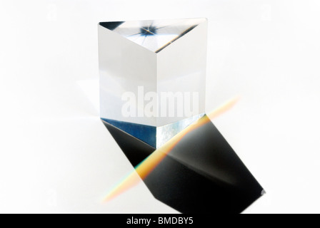 White light passing through a triangular prism to produce the spectral ...