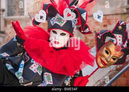 Venice Carnival, Italy, Costumed Jester participant Stock Photo - Alamy