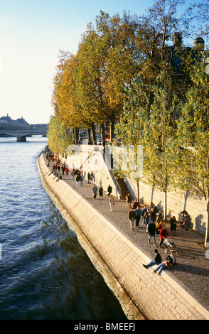 A vertical of the Seine river and a bridge above it in Paris, France ...
