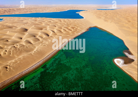 Lake in Taklamakan Desert, Ruoqiang County, Bayingolin Mongol ...