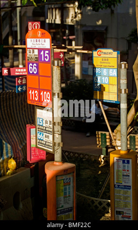 Bus stop signs, Hong Kong Stock Photo - Alamy