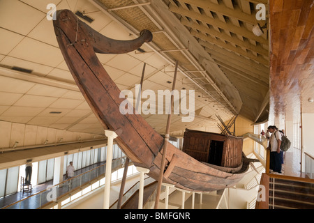 Tourists view King Khufu's (Cheop's) Solar Boat in its own museum at ...