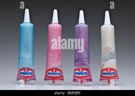 Four plastic tubes of DR Oetker couloured icing gels Stock Photo - Alamy