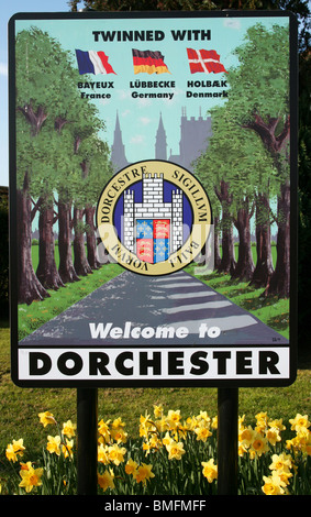 Dorchester, Welcome to Dorchester sign, Dorchester, Dorset Britain UK ...